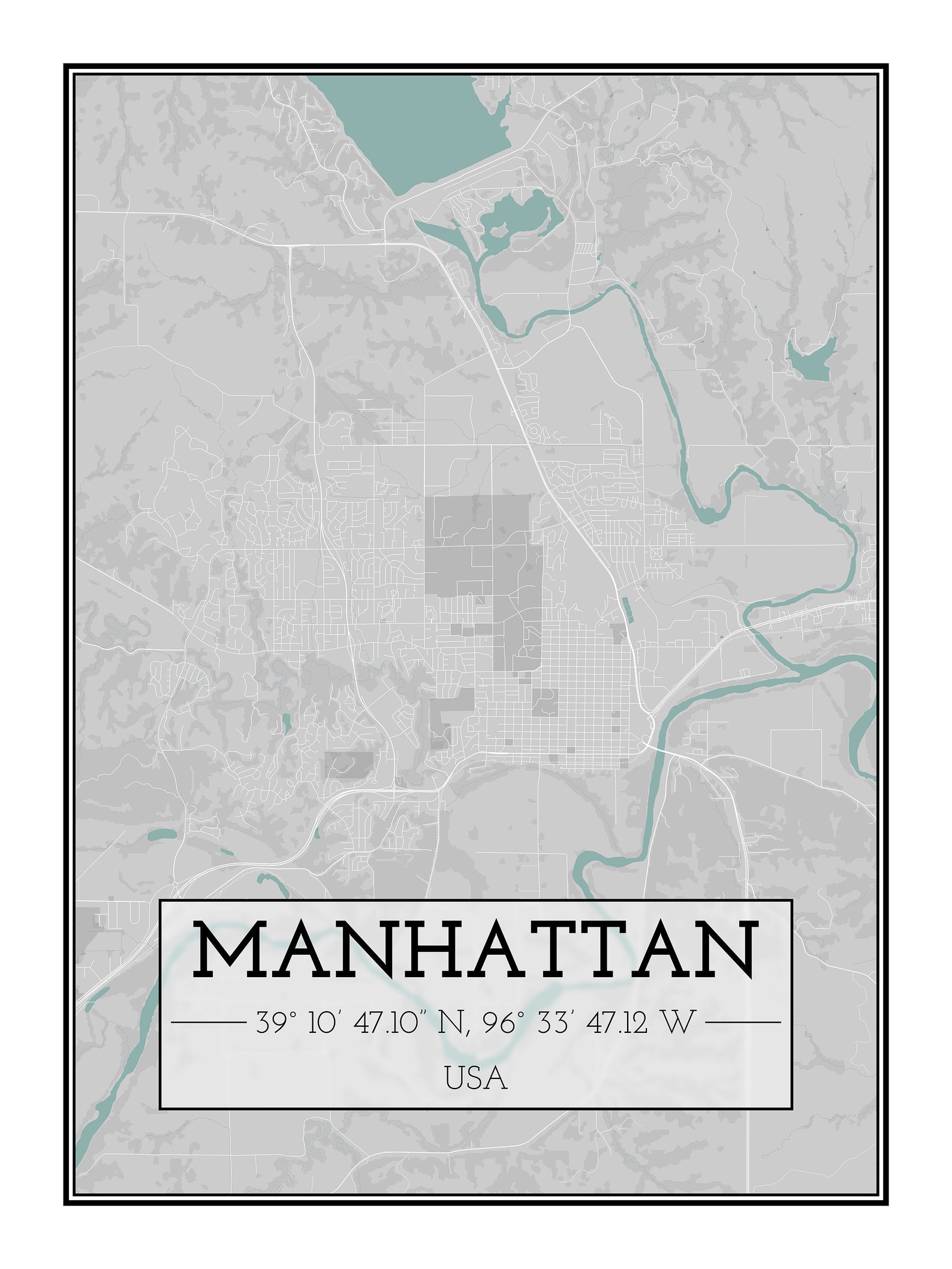 Manhattan, KS Street Map - Etsy