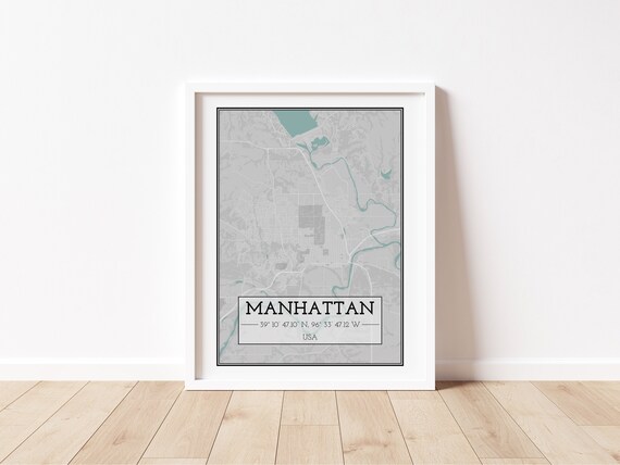 Manhattan KS Street Map | Etsy