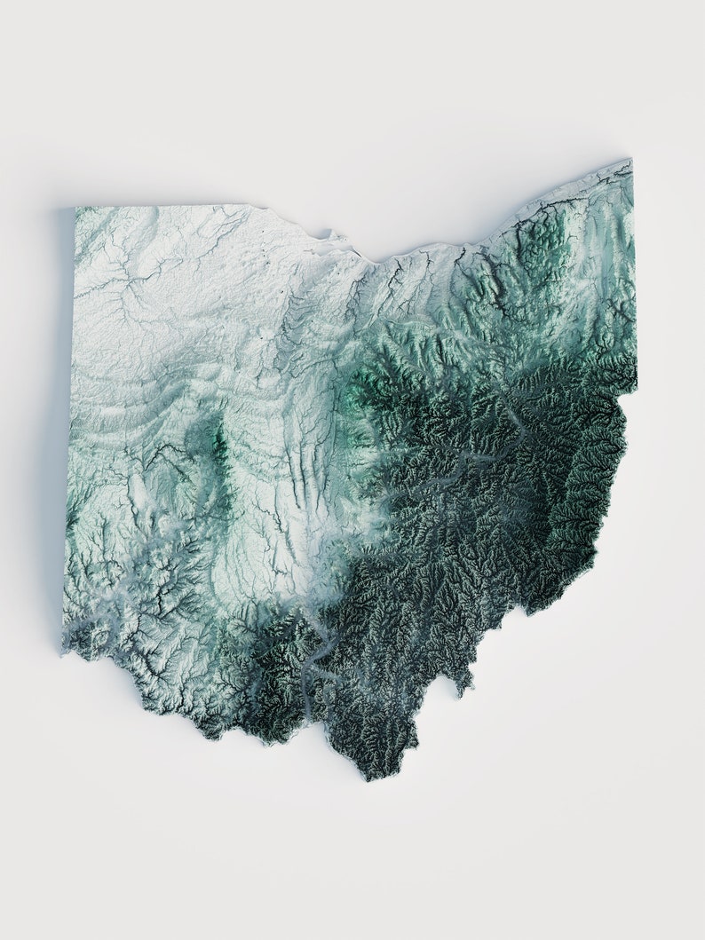 Modern Ohio Relief Map | Etsy
