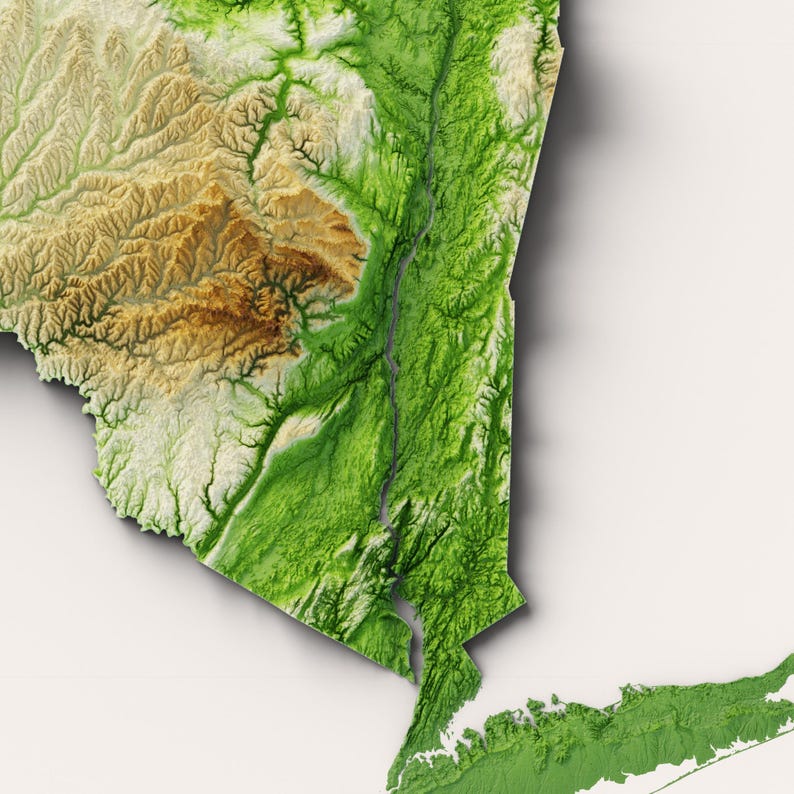 New York Shaded Relief Map - Etsy