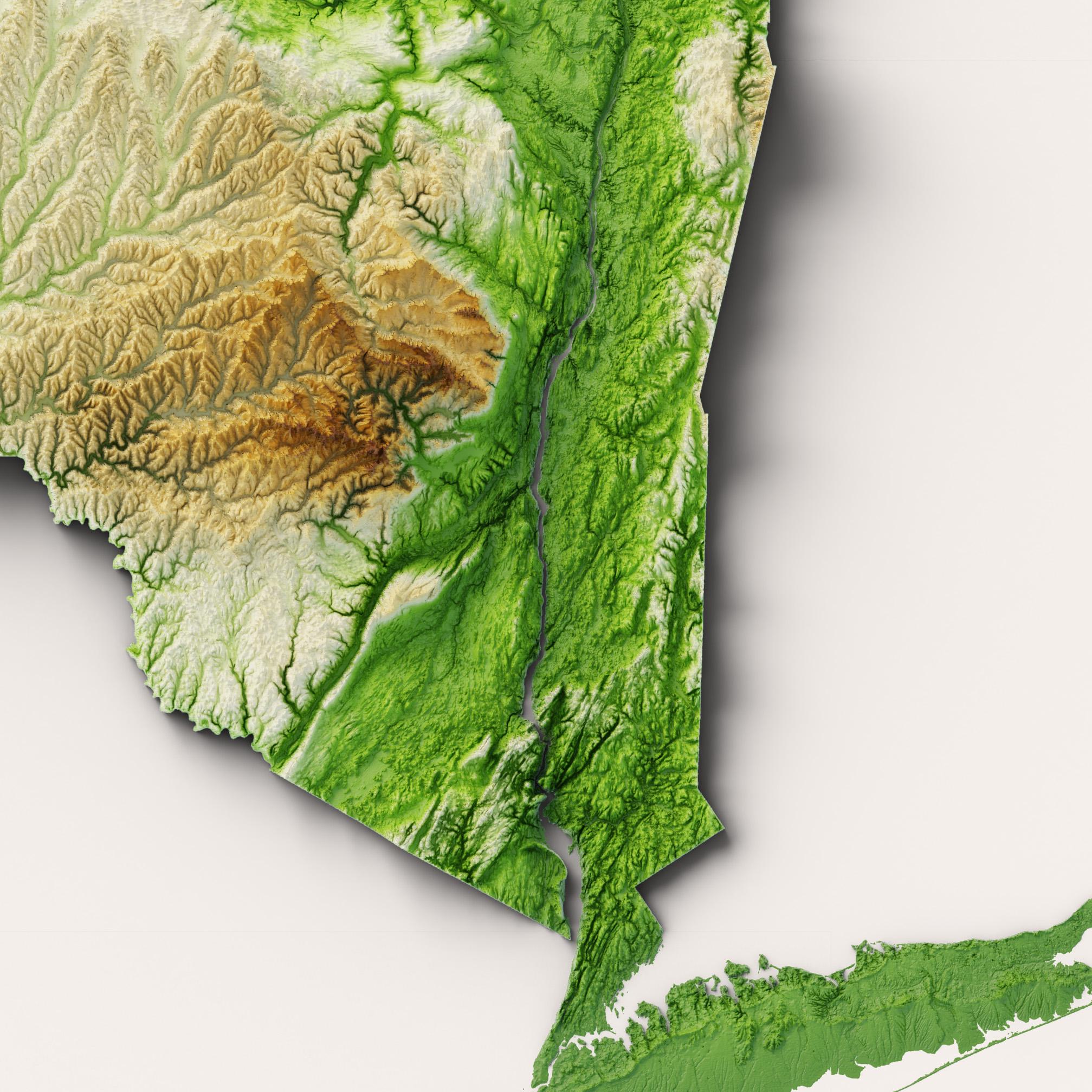 New York Shaded Relief Map - Etsy