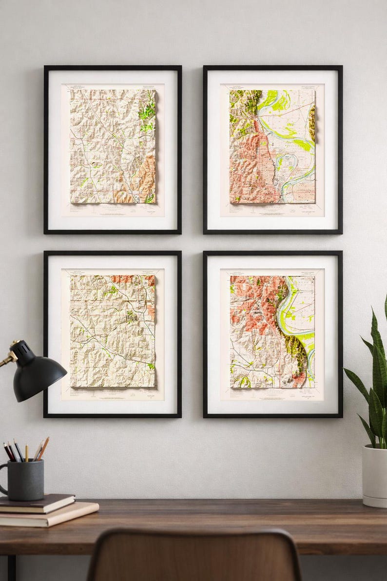 Omaha Vintage Topographic Map Set | 3D Relief USGS Prints (4 Maps) - Etsy