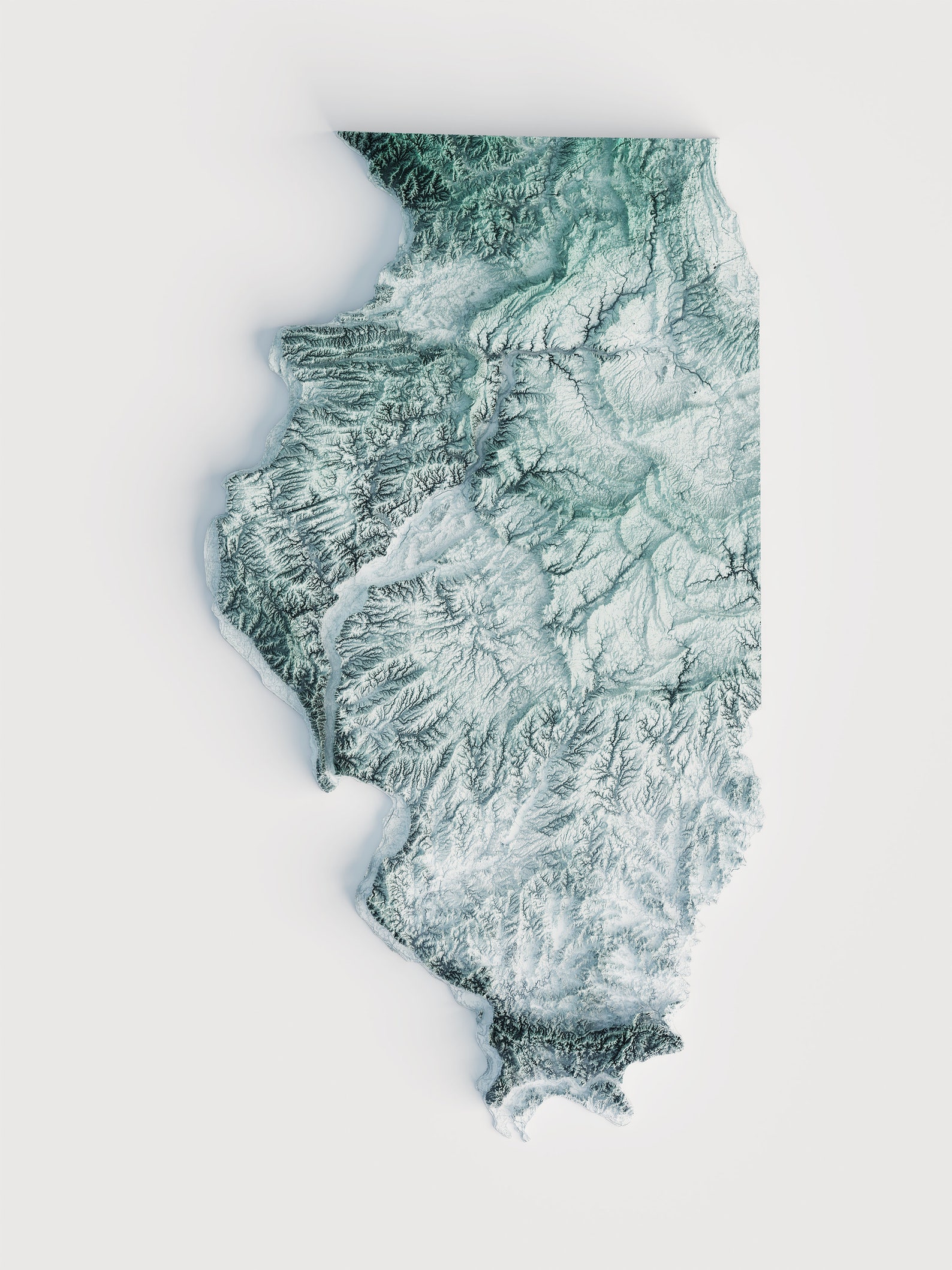 Modern Illinois Relief Map - Etsy