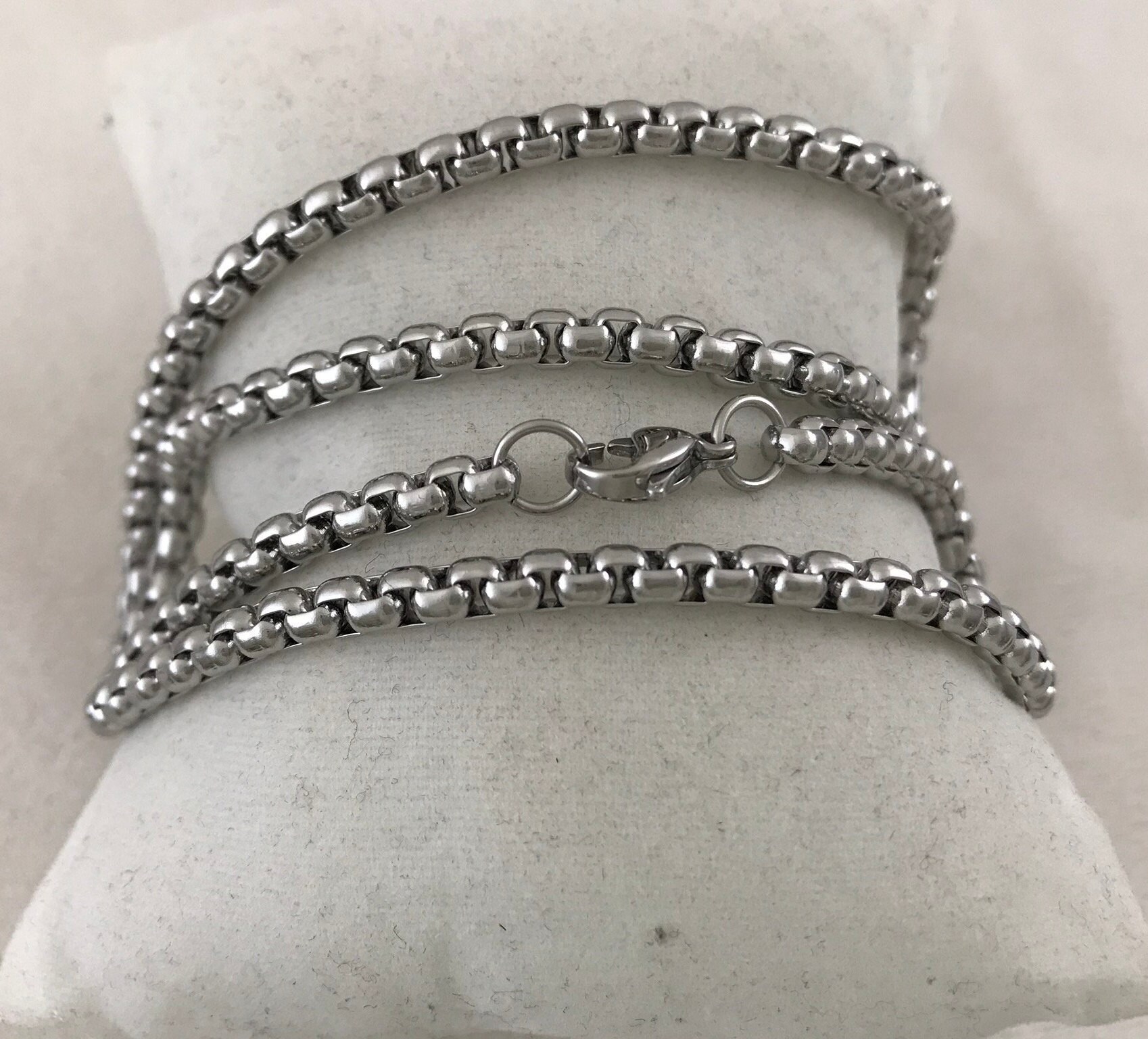14k White Gold Filled Round Rollo Box Link Chain Choker - Etsy