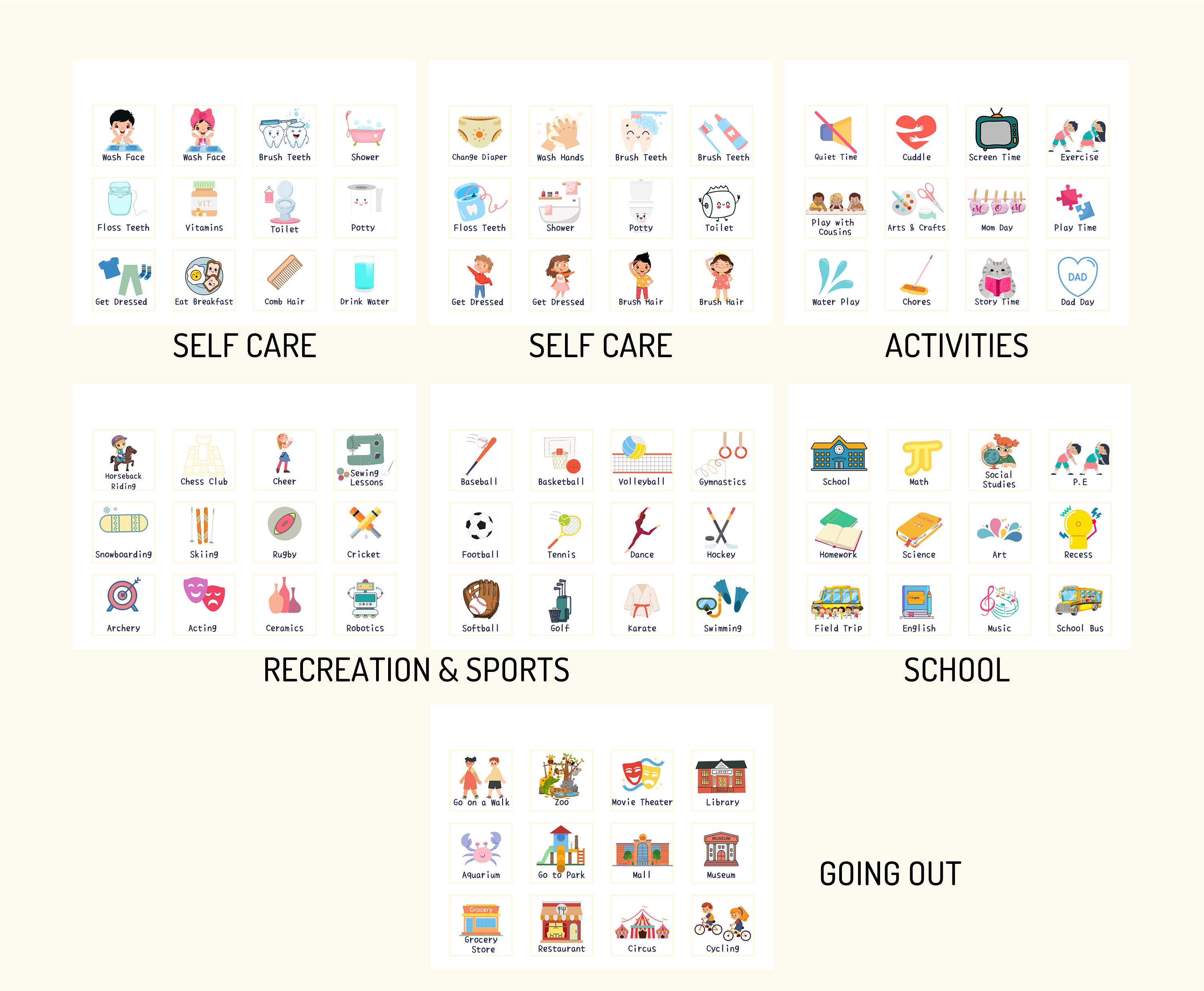 Daily Visual Routine Chart With Cards, Editable Kids Daily Rhythm Cards ...