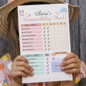 Responsibility Chart, Kids Daily School Checklist, to Do List, Editable ...