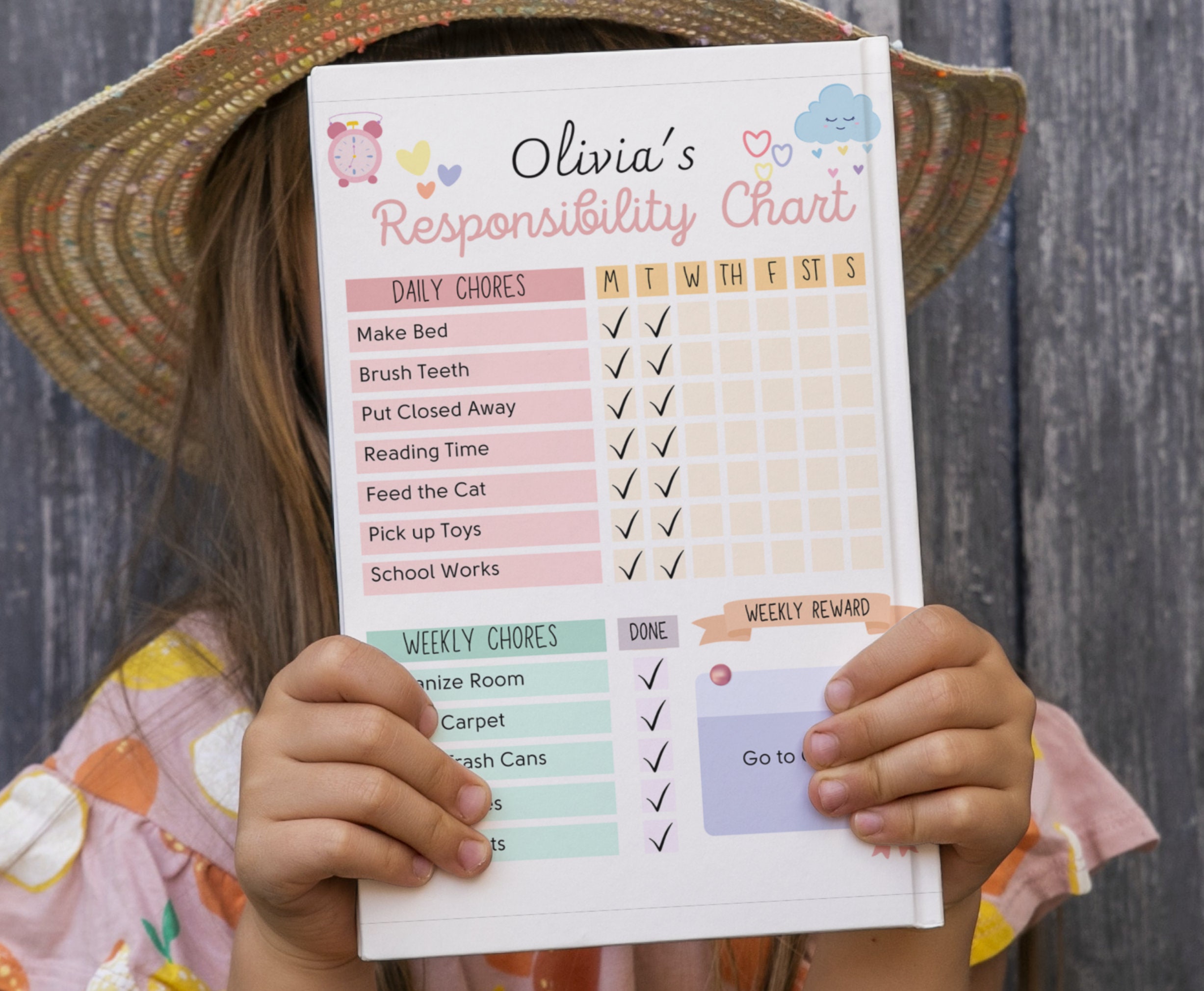 Responsibility Chart, Kids Daily School Checklist, to Do List, Editable ...