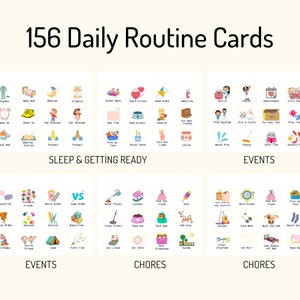 Daily Visual Routine Chart With Cards, Editable Kids Daily Rhythm Cards ...