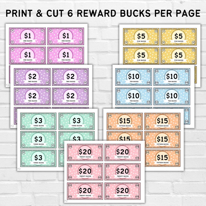 Editable Allowance Chart, Kids Reward Bucks, Printable, Mom Bucks, Kids ...