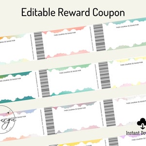 Printable Kids Reward Coupons, Editable Reward Coupons, Pre-filled ...