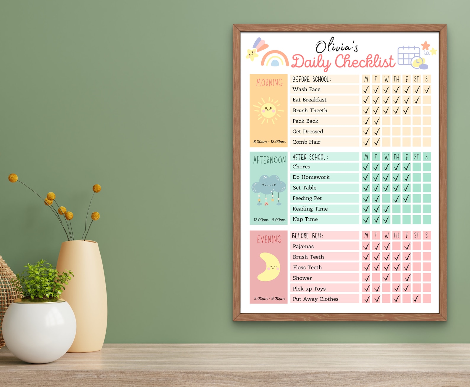 Kids Daily School Checklist, Responsibility Chart, to Do List, Editable ...