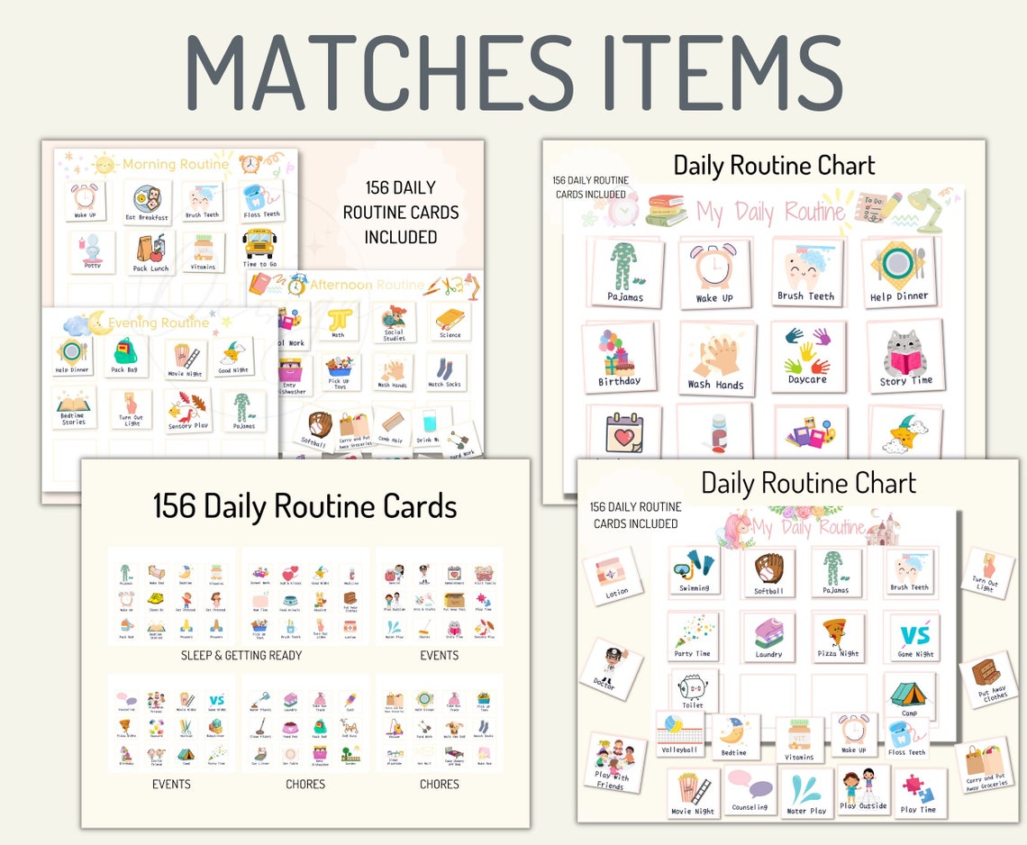 Daily Routine Chart Toddler Routine Checklist Rainbow - Etsy