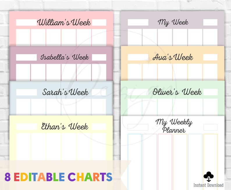 Editable Weekly Visual Routine Chart With Cards Schedule for - Etsy