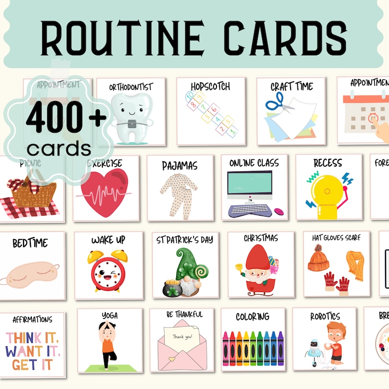 Routine Cards, Visual Schedule, Toddler Routine Cards, School and Chore ...