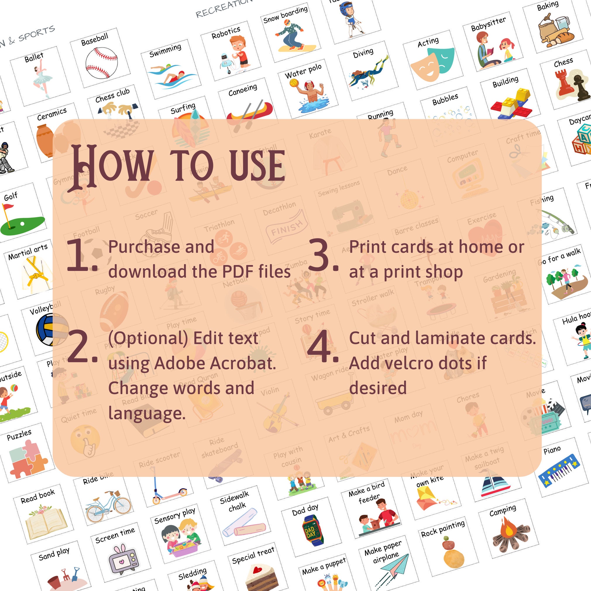 Printable Daily Routine Cards, Kids Activity, Recreation, Sports Cards ...