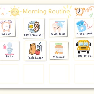 Daily Visual Routine Chart With Cards, Editable Kids Daily Rhythm Cards ...