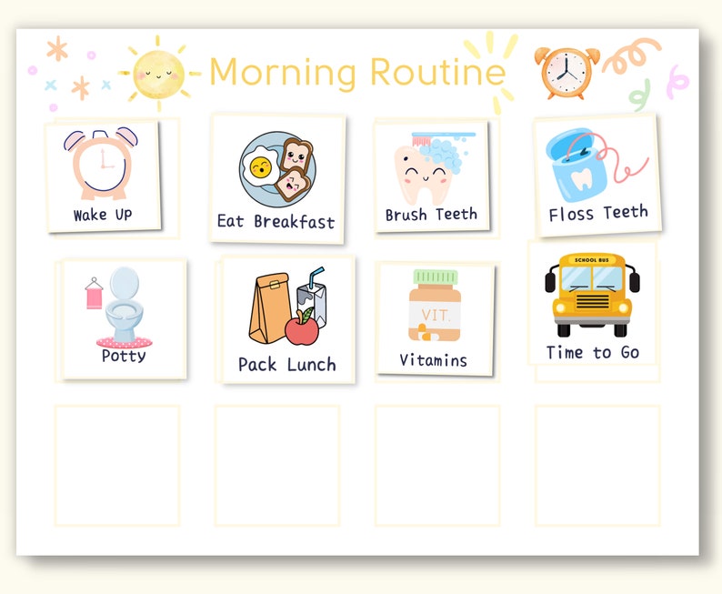 Daily Visual Routine Chart With Cards, Editable Kids Daily Rhythm Cards ...