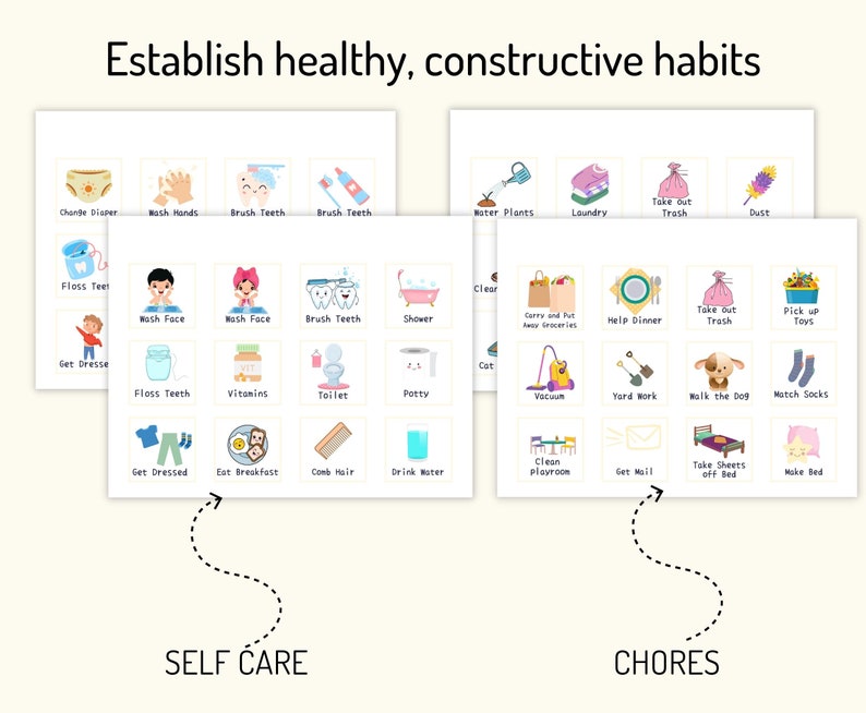 Daily Routine Cards and Charts, Toddler Routine Checklist, Kids Visual ...