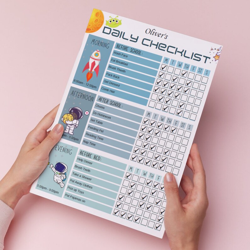 Kids Daily School Checklist, Responsibility Chart, to Do List, Editable ...