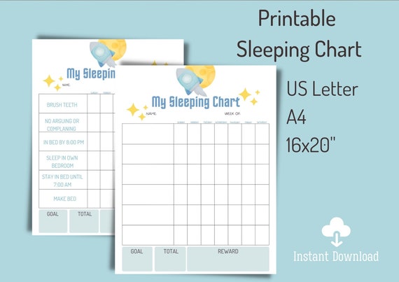 Printable Kid's Sleeping Chart Kids Stay in Bed All Night | Etsy