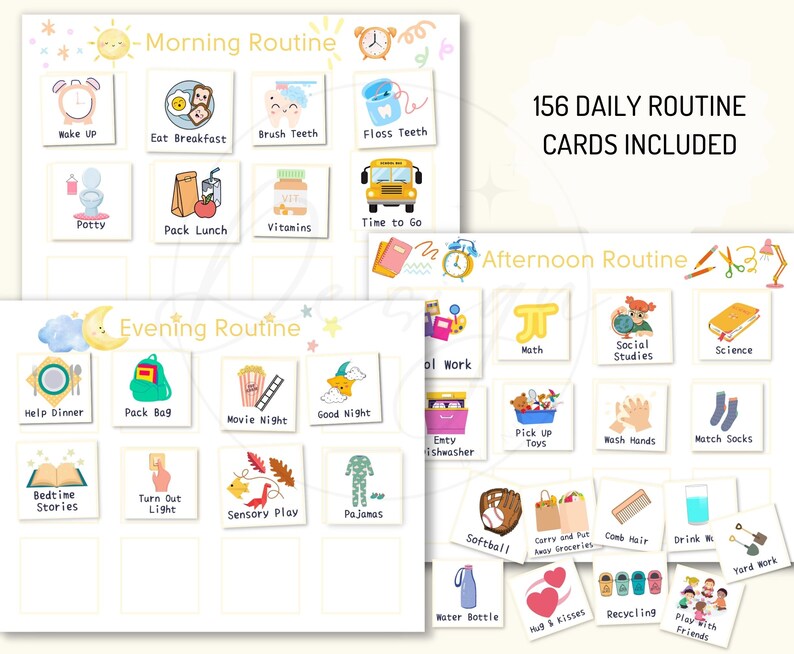 Kids Daily Routine Cards & Charts Toddler Routine Checklist - Etsy