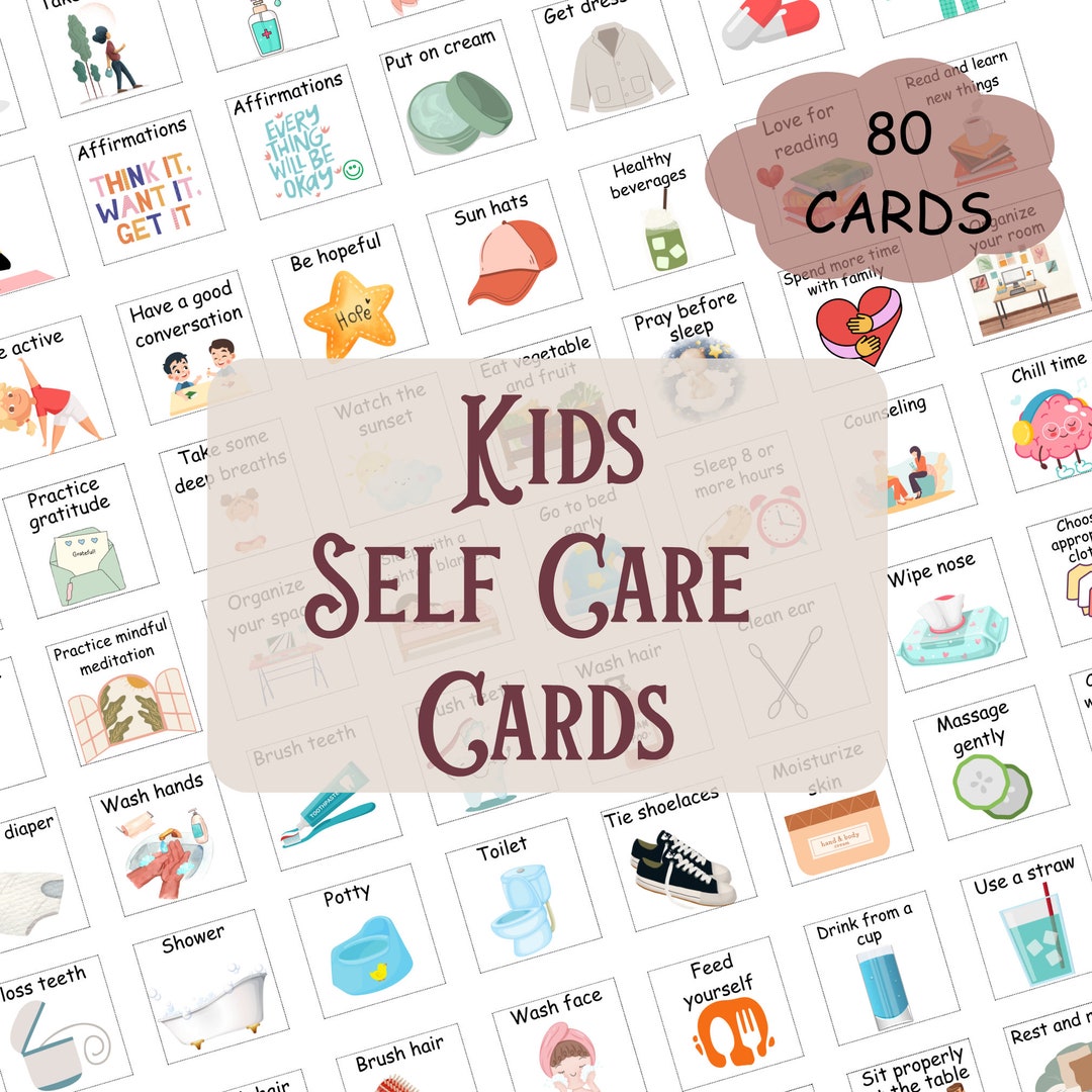 Kids Daily Self Care Cards, Printable Daily Routine, Visual Schedule ...