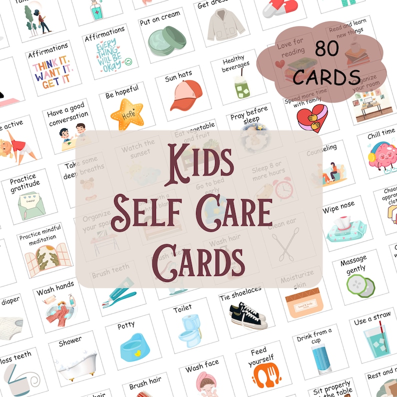 Kids Daily Self Care Cards, Printable Daily Routine, Visual Schedule ...