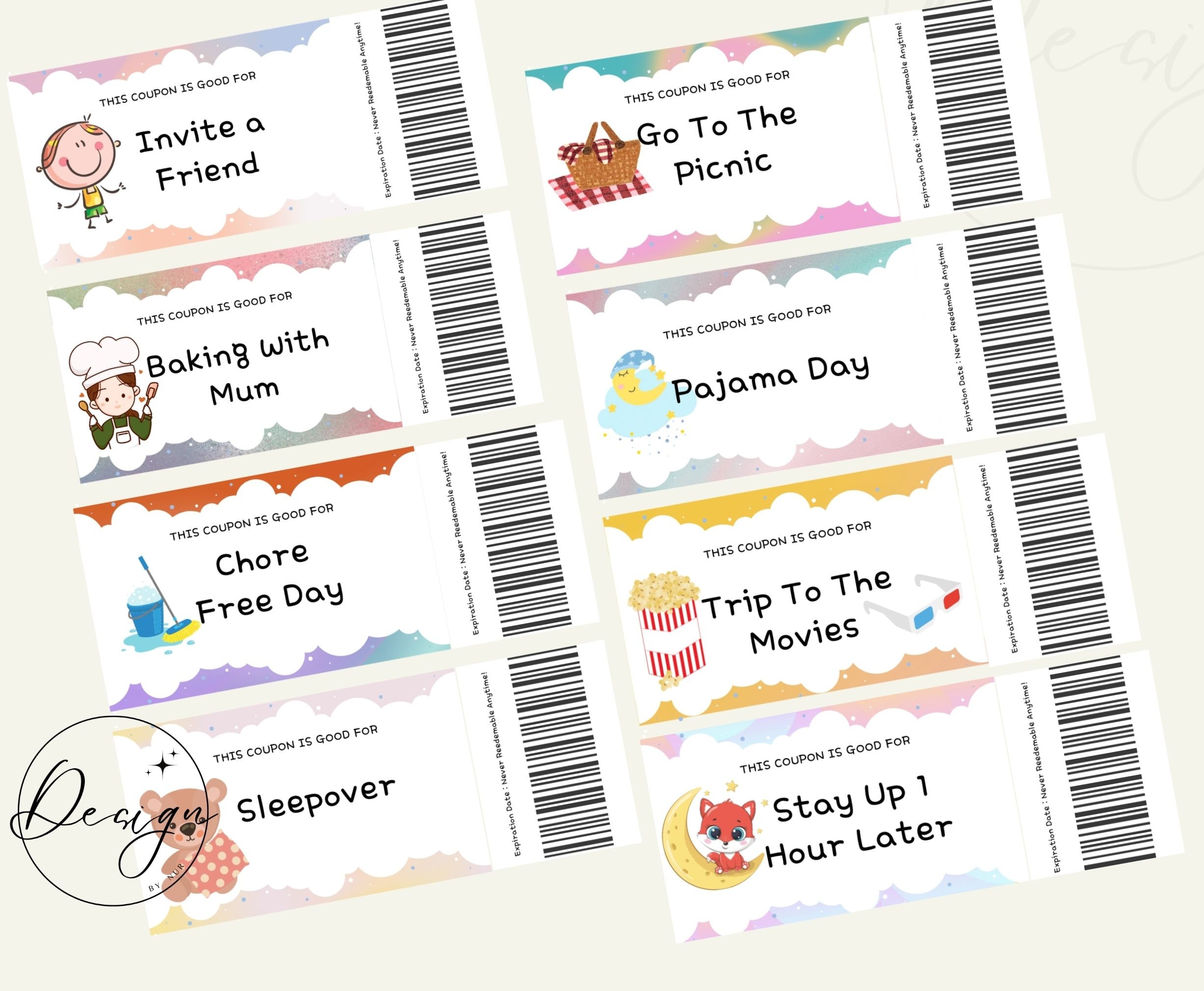 Printable Kids Reward Coupons, Editable Reward Coupons, Pre-filled ...