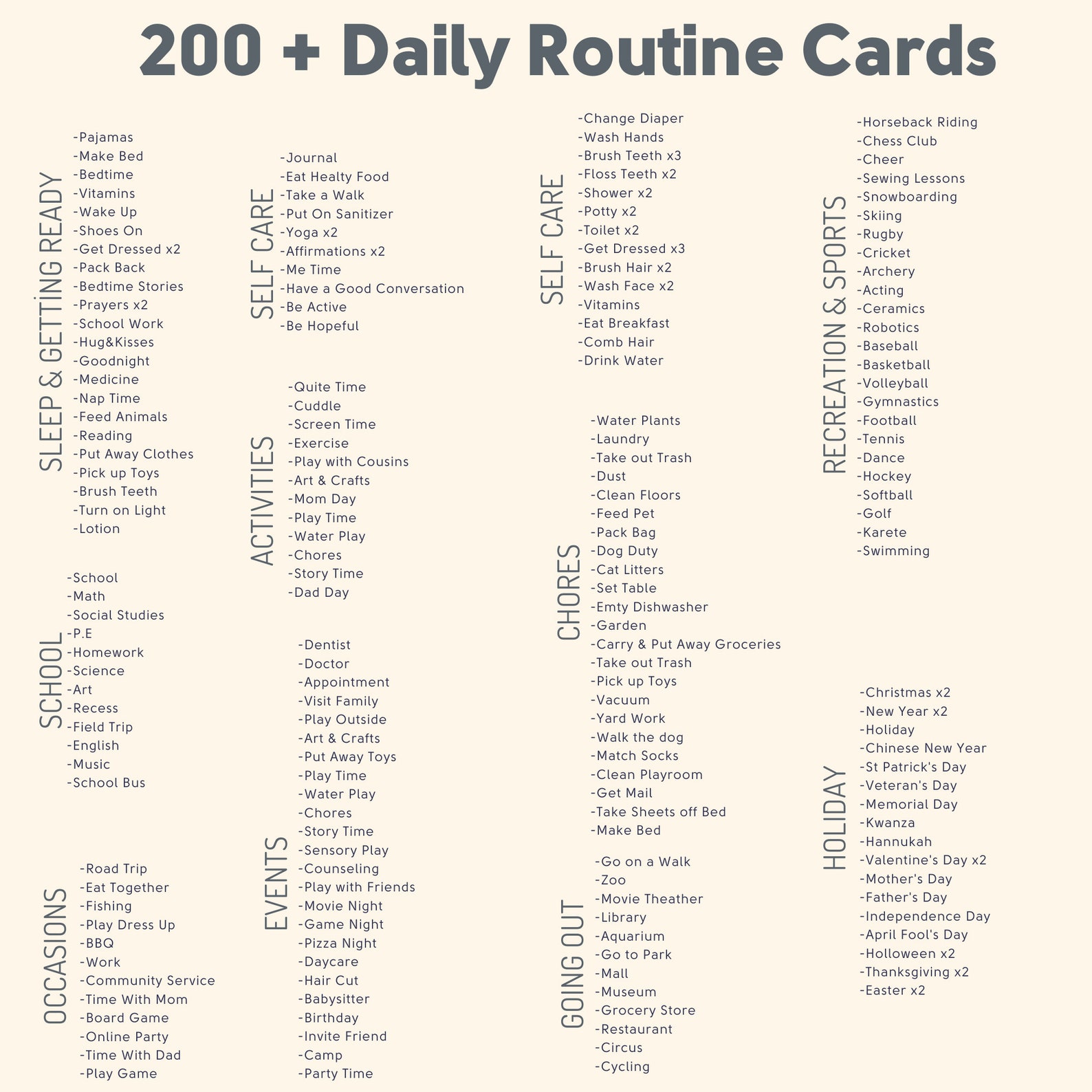 200+ Daily Routine Cards, Editable Kids Daily Rhythm Cards, Toddler ...