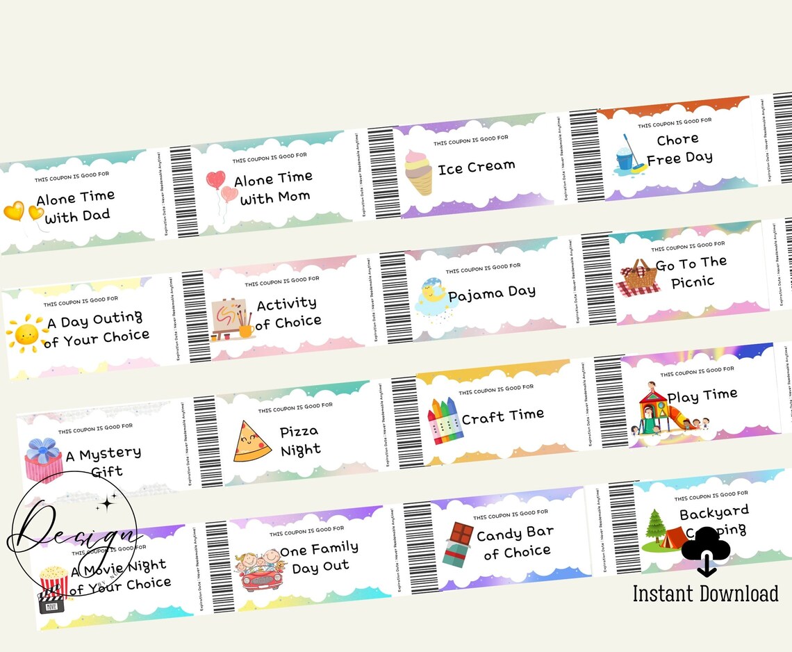 Printable Kids Reward Coupons Editable Reward Coupons - Etsy
