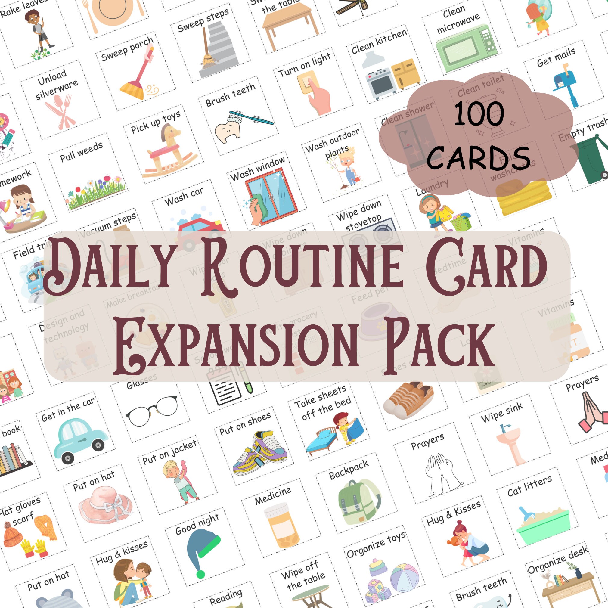 Printable Daily Routine Cards, Kids Daily Responsibilities EXPANSION ...