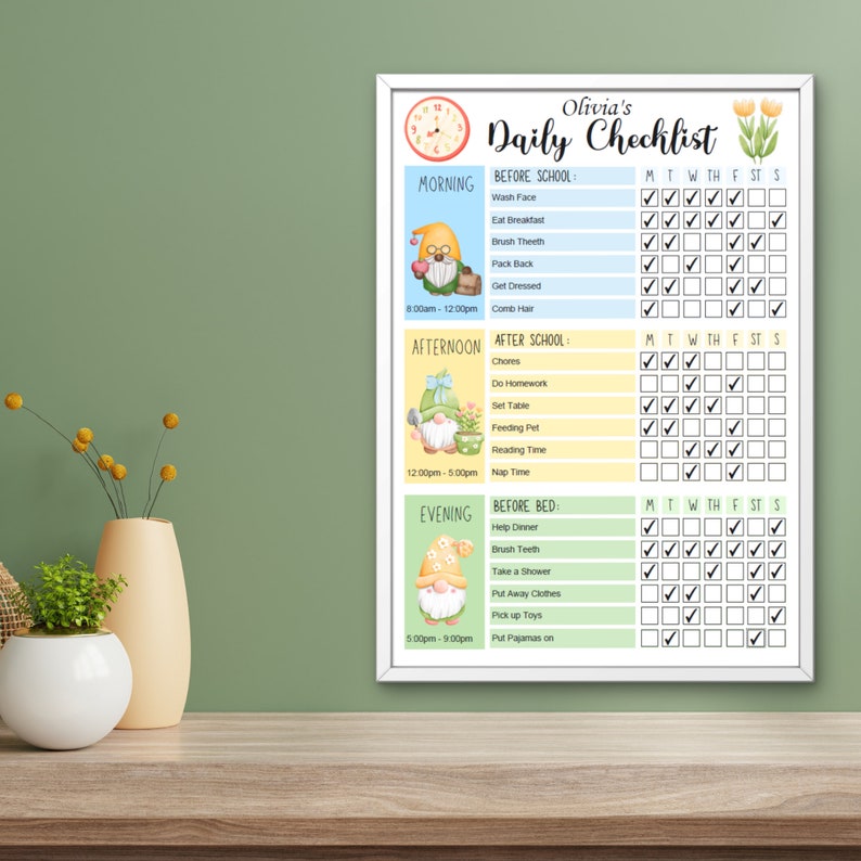 Kids Daily School Checklist, Responsibility Chart, to Do List, Editable ...