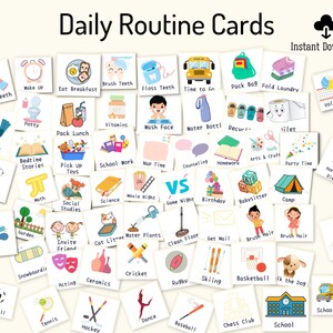 156 Daily Routine Cards Editable Kids Daily Rhythm Cards - Etsy
