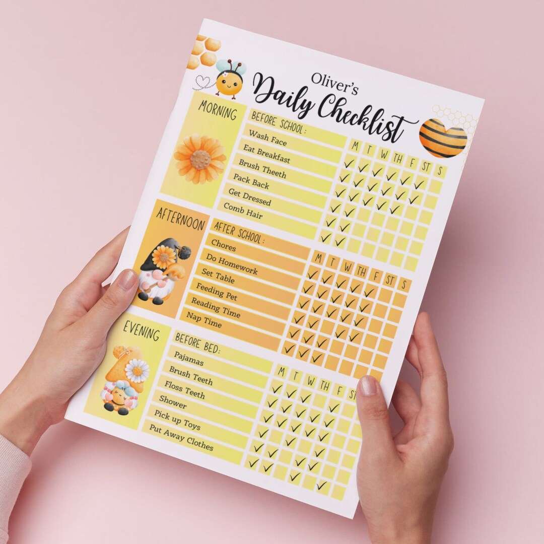 Kids Daily School Checklist, Responsibility Chart, to Do List, Editable ...