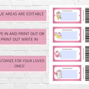 Unicorn Reward Coupons for Girls: Good Behavior Tickets (PDF Template ...