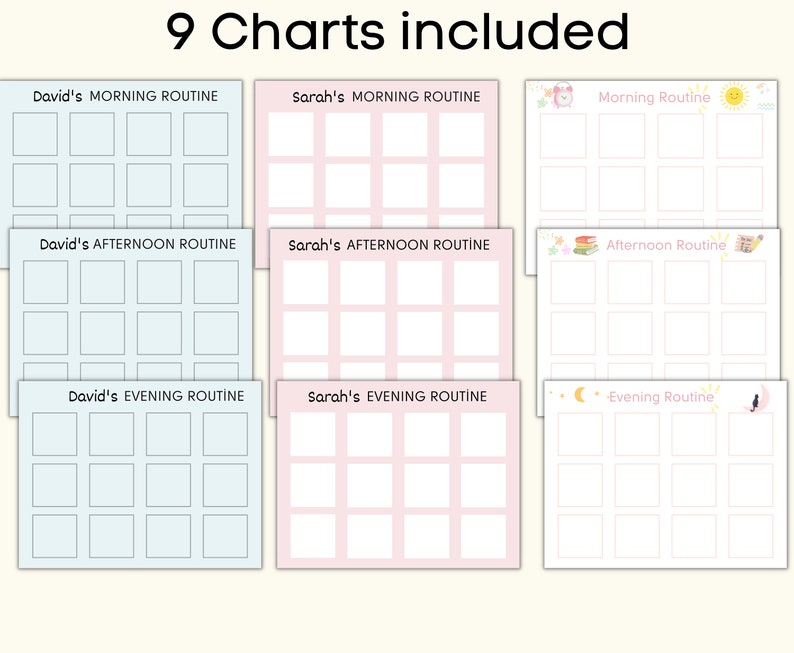Daily Visual Routine Chart With Cards, Editable Kids Daily Rhythm Cards ...