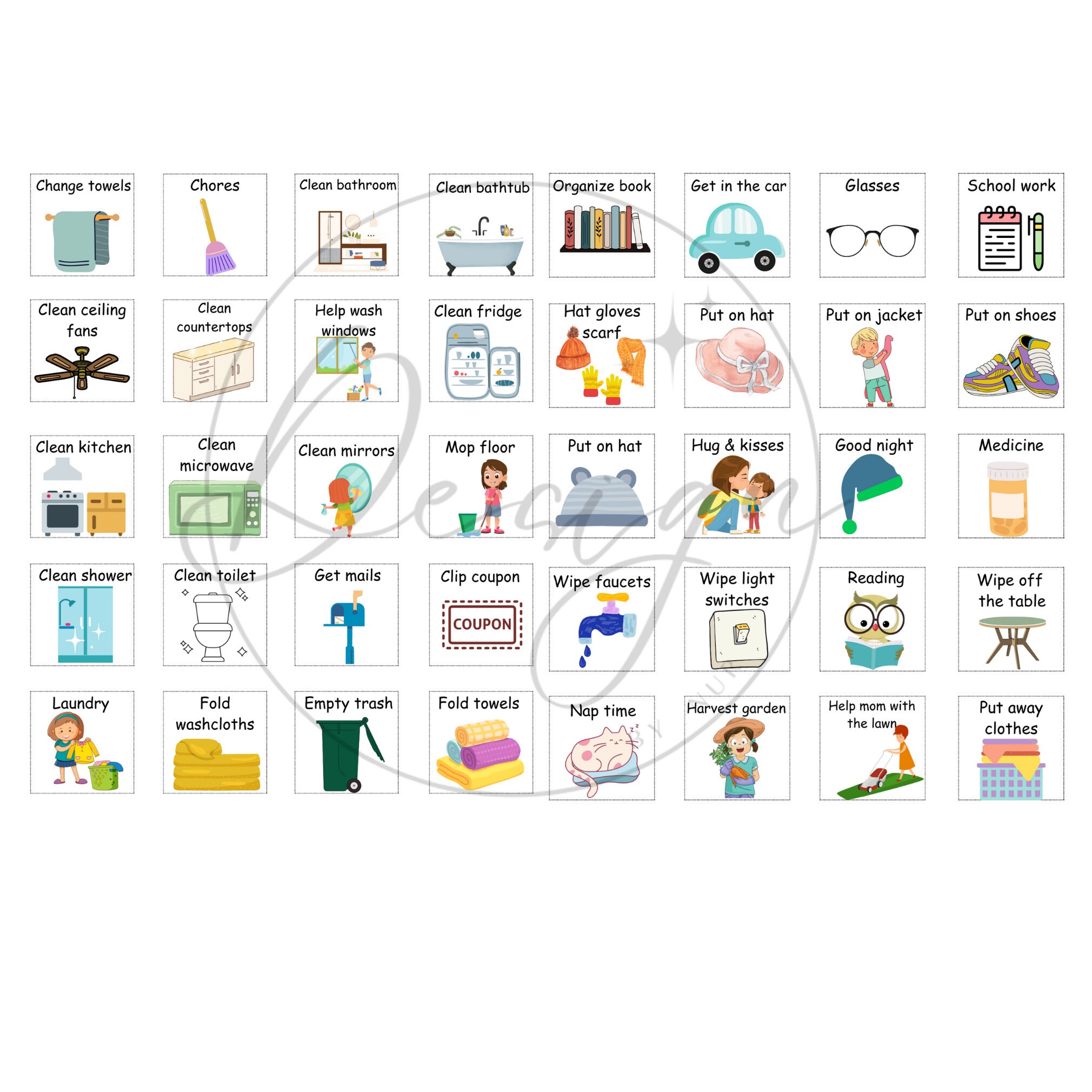 Printable Daily Routine Cards, Kids Daily Responsibilities EXPANSİON ...