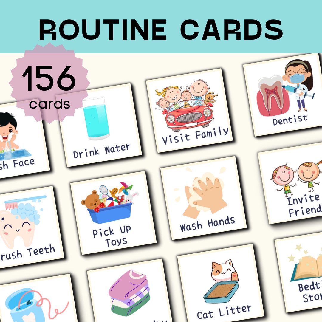 Editable Kids Routine Cards, 156 Printable Visual Schedule Cards for ...