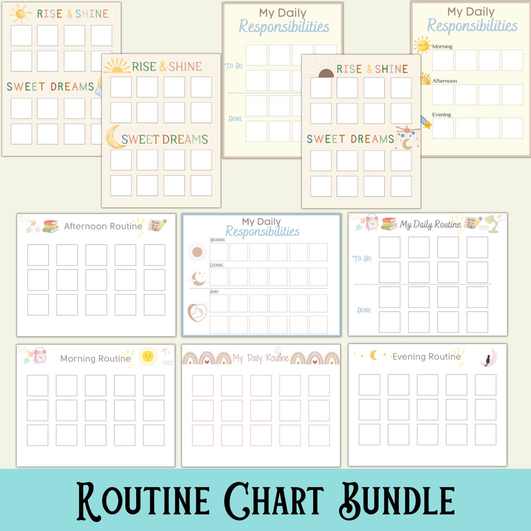 Kids Daily Responsibility Chart, Printable Daily Routine, Visual ...