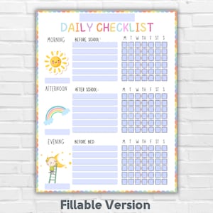 Kids Daily Checklist, Kids Planner, Kids Checklist, Kids Daily Routine ...