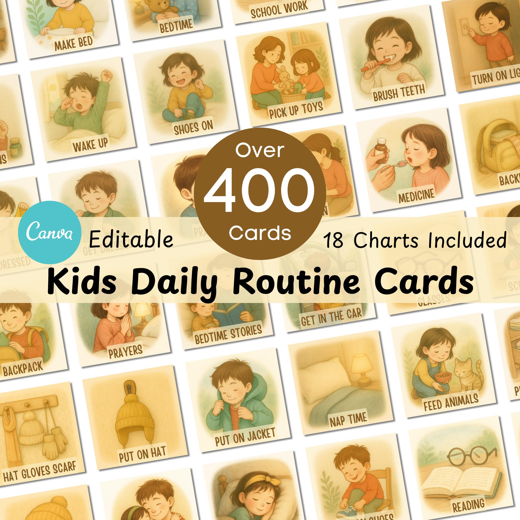 Daily Routine Cards, Visual Schedule, Toddler Routine Chart, Kids Daily ...