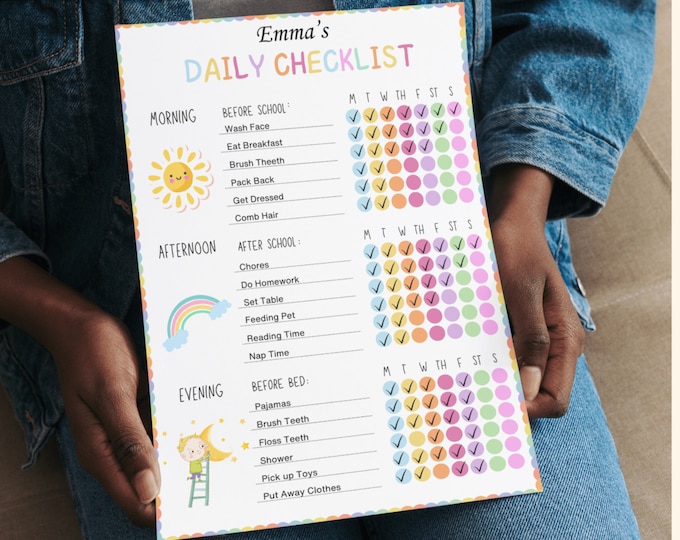 Kids Daily Checklist, Kids Planner, Kids Checklist, Kids Daily Routine ...