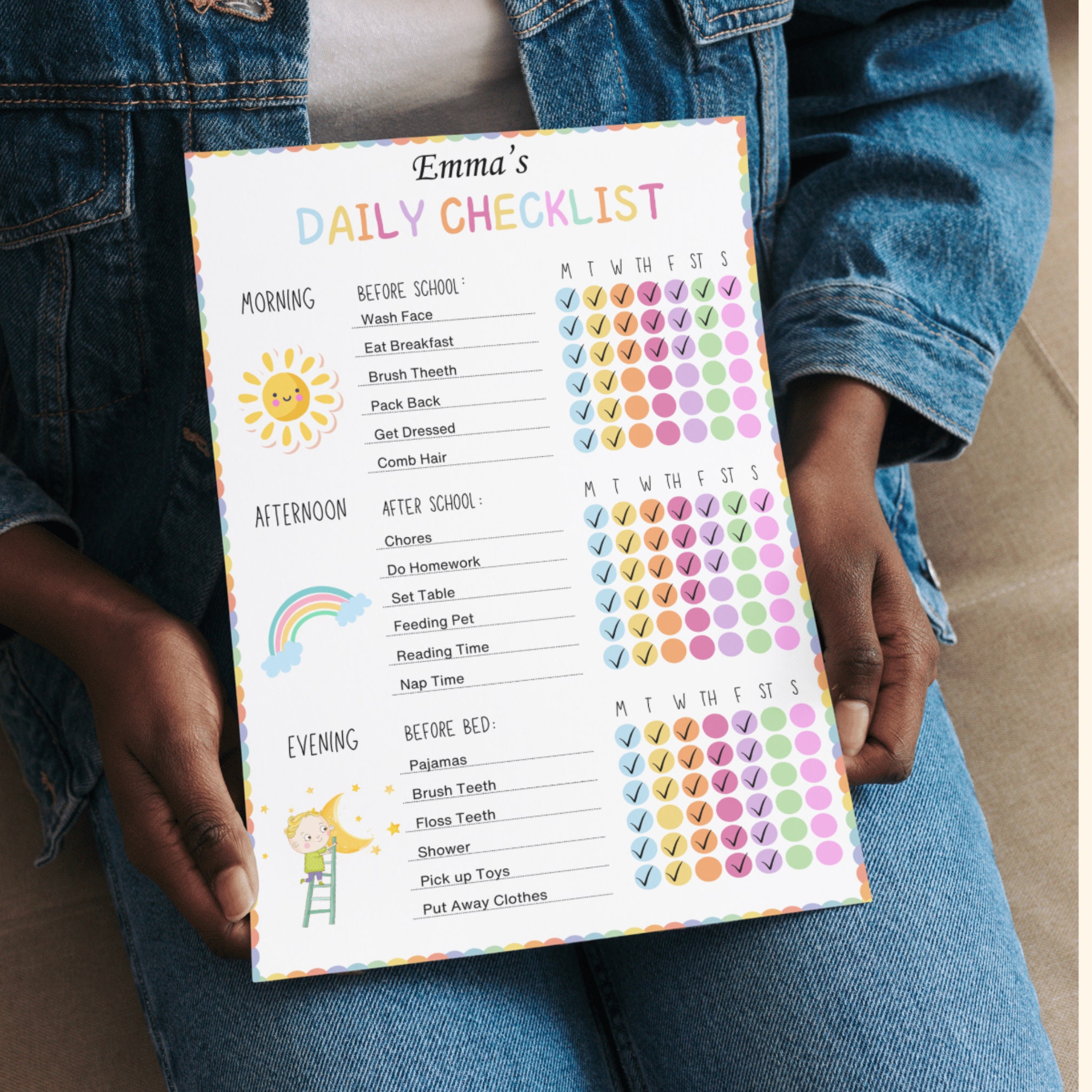 Kids Daily Checklist, Kids Planner, Kids Checklist, Kids Daily Routine ...