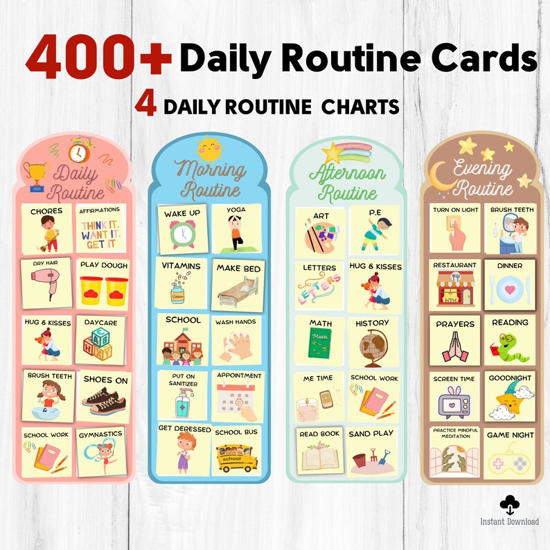 Daily Routine Cards, Visual Schedule, Toddler Routine Chart, Kids Daily ...