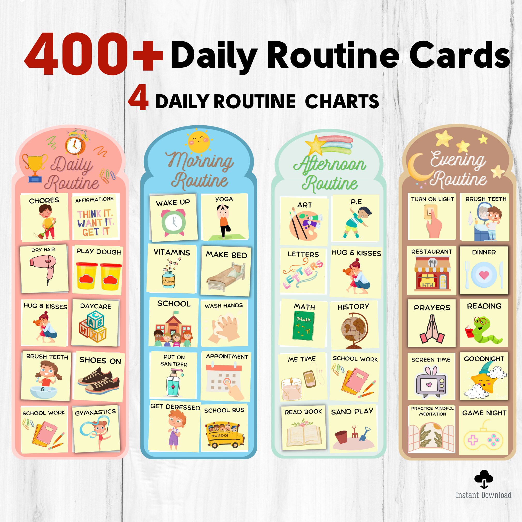 Daily Routine Cards, Visual Schedule, Toddler Routine Chart, Kids Daily ...
