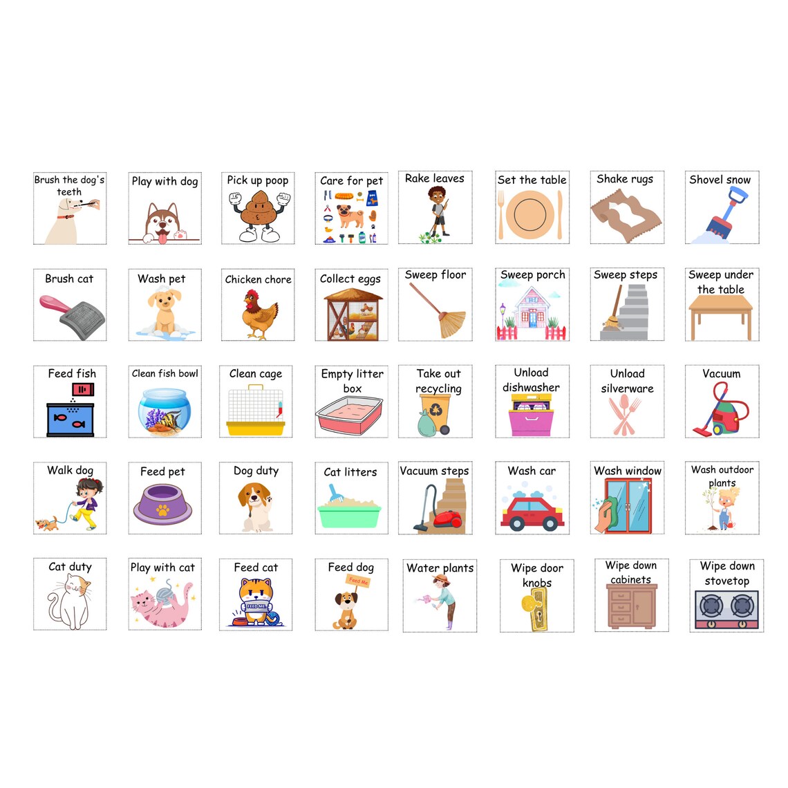 Printable Daily Chore Cards, Toddler Chores, Preschool Routine, Kids ...