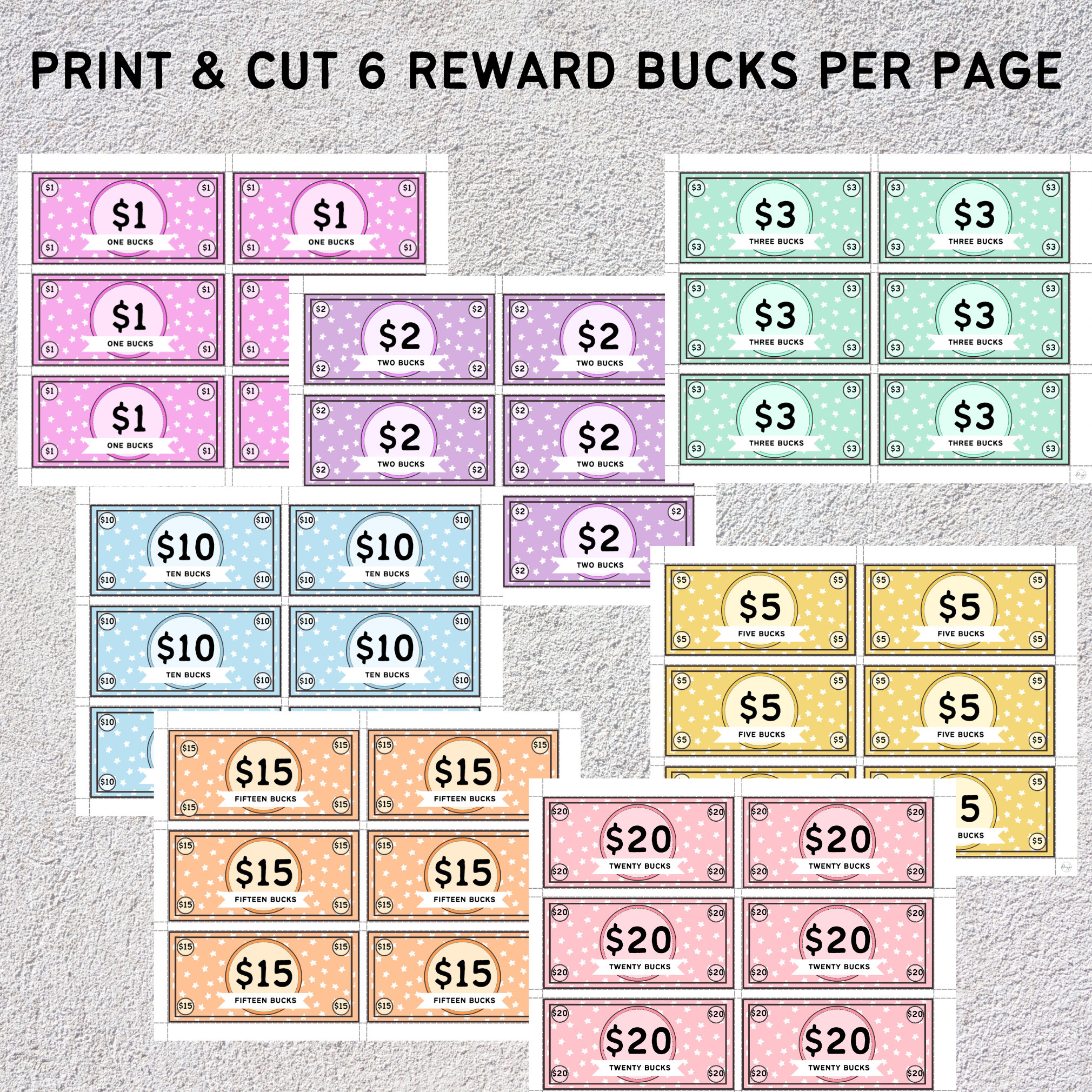 Editable Kids Reward Bucks, Printable, Mom Bucks, Kids Reward Coupons ...