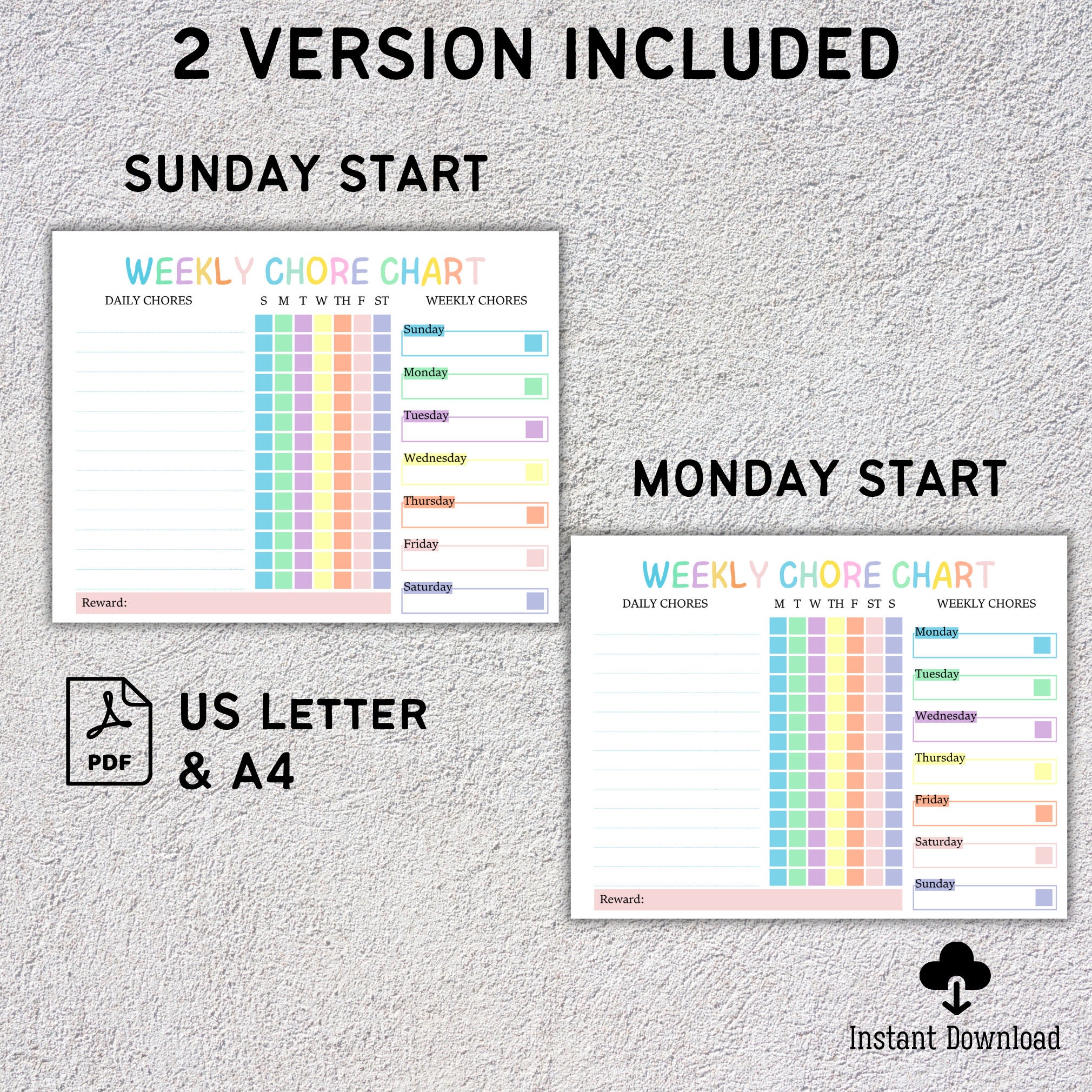 Editable Chore Chart for Kids, Printable Weekly Chore Chart ...