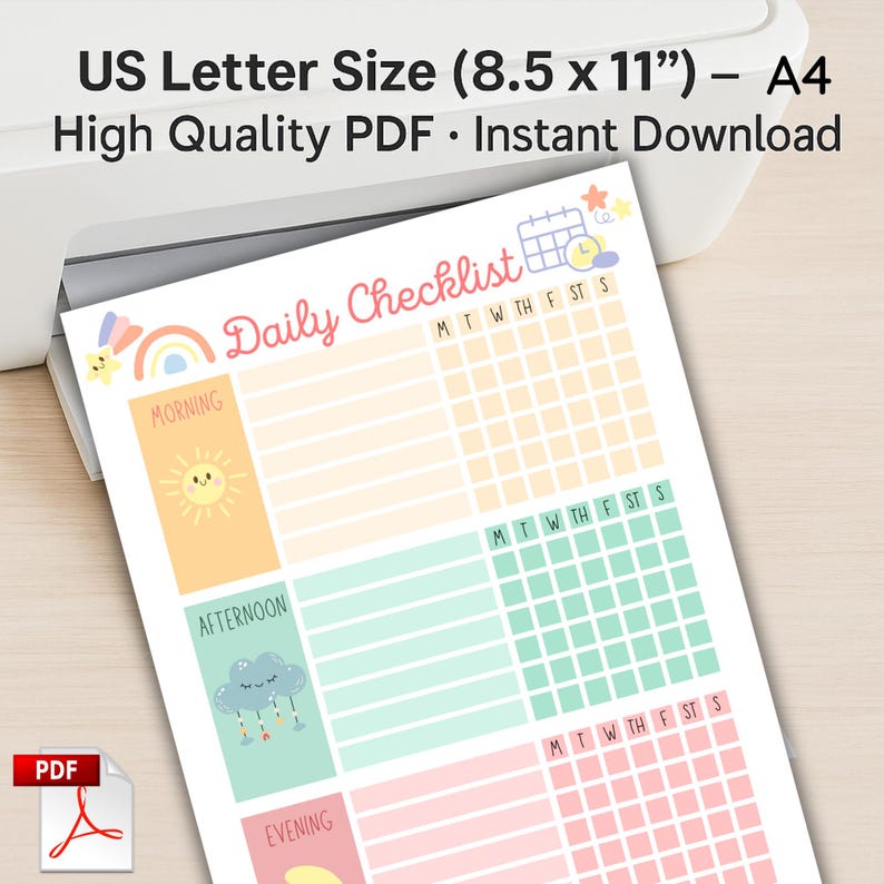 Kids Daily Checklist, Chore Chart for Kids, Kids Planner, to Do List ...
