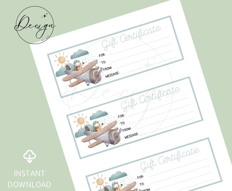 Flying Boy Gift Certificate, Printable Gift Voucher Ticket, Blank ...
